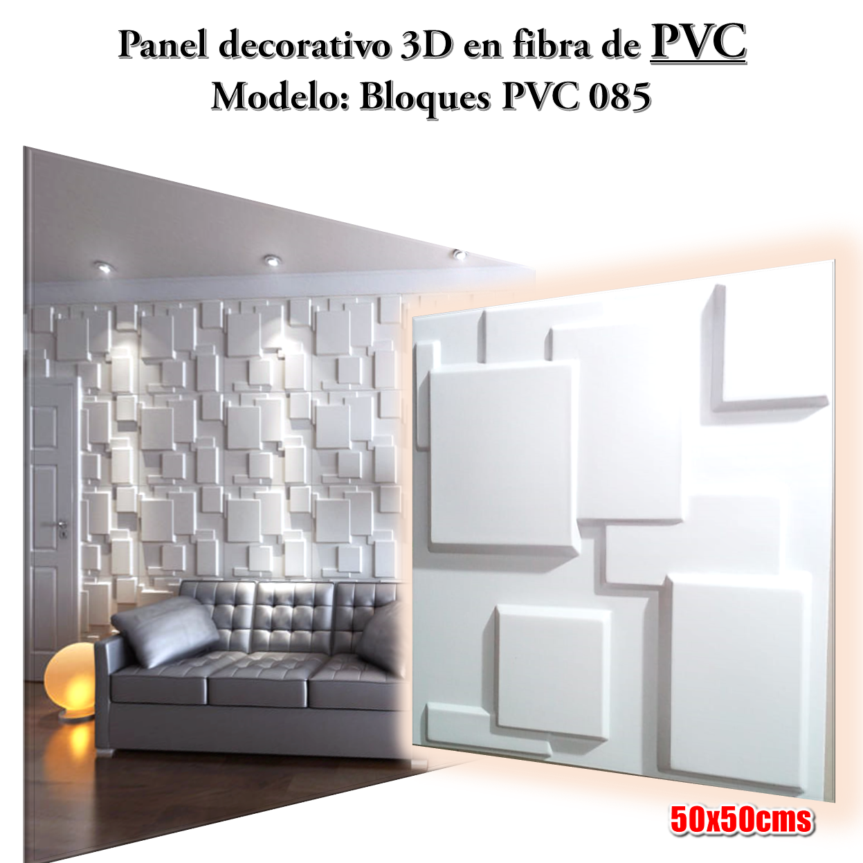 Panel lamina pvc 3d estilo bloques- metro cuadrado – Tienda 3dwall Colombia